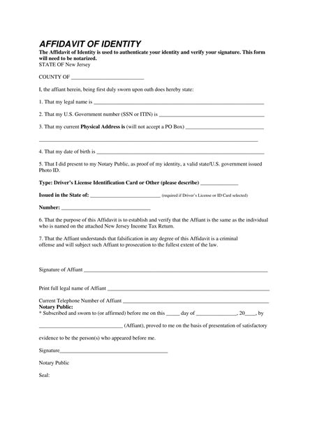 Affidavit Of Identity