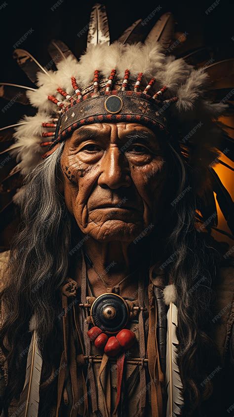 Premium Photo Native American Blackfoot Chief Wearing Traditional