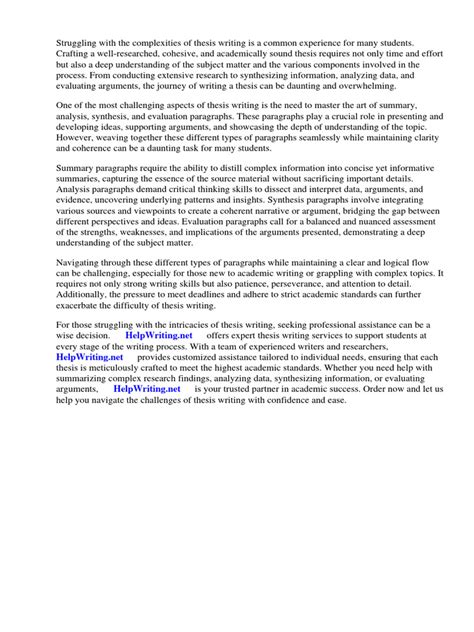 Summary Analysis Synthesis And Evaluation Paragraphs Pdf Essays