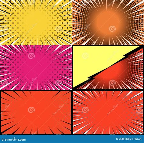 Fondo De Marcos Coloridos De Historietas Con Efectos Radiales Y