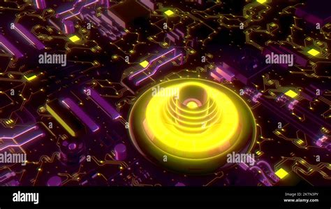 Neon Computer Chip System Motion Futuristic Computer Technology