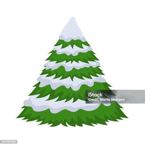 눈 속에서 크리스마스 트리입니다 흰색 배경에 평면 벡터 일러스트 레이 션 만화 0명에 대한 스톡 벡터 아트 및 기타 이미지 0명 12월 겨울 Istock