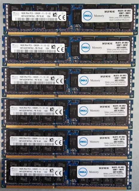 96gb 6x 16gb Sk Hynix Pc3 12800r Registered Ecc Server Memory