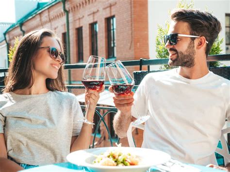 Man And Woman Outdoors Stock Image Image Of Meal Sitting 284147591