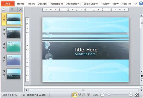 Free Rippling Water Powerpoint Template With Animated Water Effect
