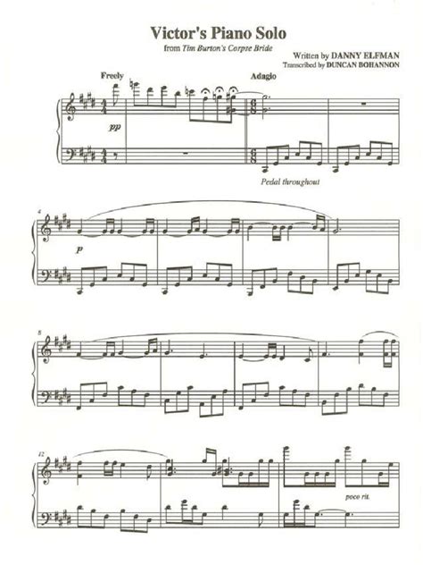 Victors Piano Solo Corpse Bride Danny Elfman Pdf