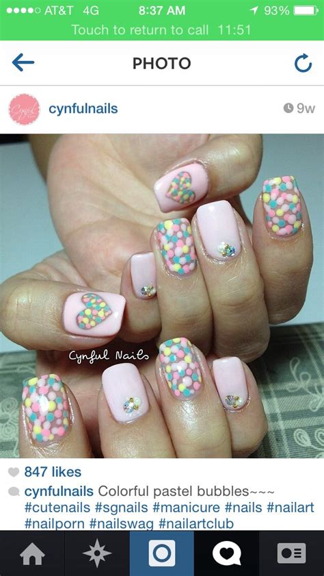 Pink Polka Dots And Hearts 💖 Swag Nails Cute Nails Nail Art