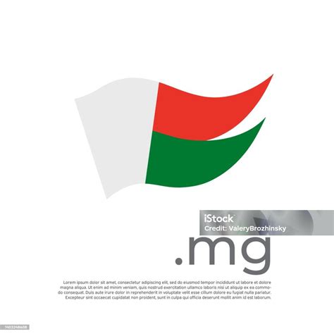 마다가스카르 국기 흰색 배경에 마다가스카르 깃발의 줄무늬 색상 벡터 디자인 Mg 도메인 텍스트를위한 장소와 국가 포스터 브러쉬
