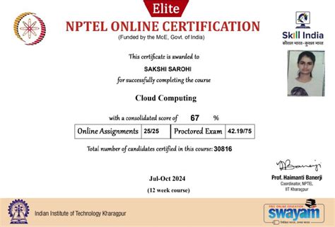 Sakshi Sarohi On Linkedin Cloudcomputing Learningjourney Nptel