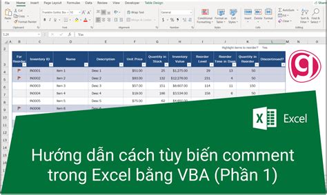 Hướng Dẫn Cách Tùy Biến Comment Trong Excel Bằng Vba