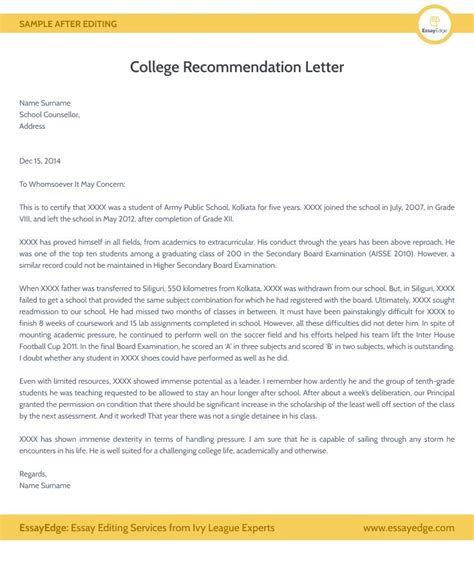 Common App Letter Of Recommendation Sample Yone