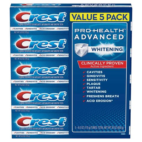 Crest Pro Health Advanced Whitening Toothpaste Value Pack 5 X 6 Oz —