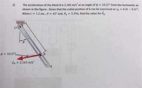 Solved The Acceleration Of The Block B Is 2 165 M S 2 At