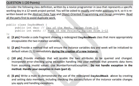 Solved Question 1 20 Points Consider The Following Class