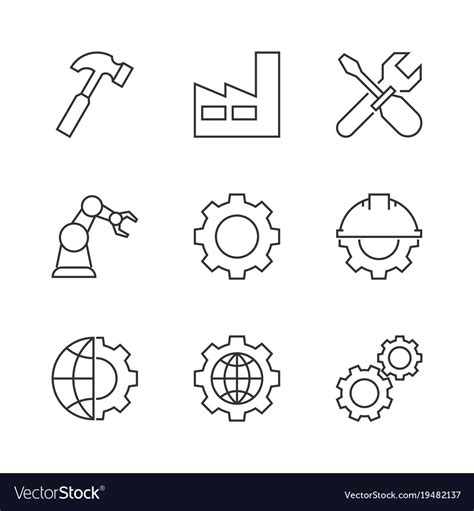 Manufacturing Outline Icons Royalty Free Vector Image