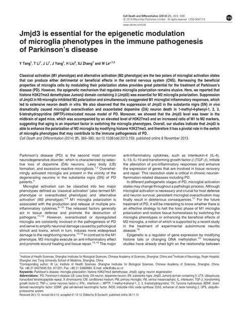 Jmjd3 Is Essential For The Epigenetic Modulation Of Microglia