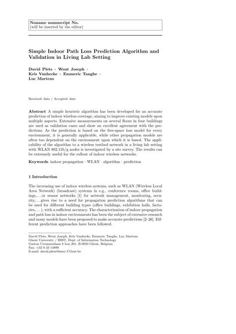 pdf simple indoor path loss prediction algorithm and dokumen tips