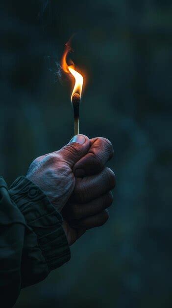 Person Holding Lit Match Premium AI Generated Image
