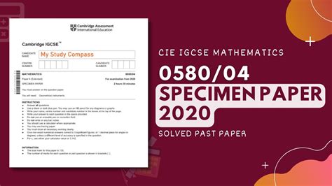 0580 04 sp 20 easy step by step solutions cie igcse maths paper 4