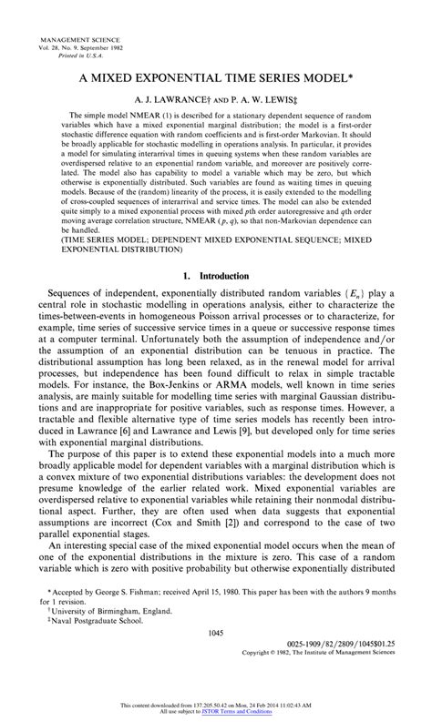 Pdf A Mixed Exponential Time Series Model