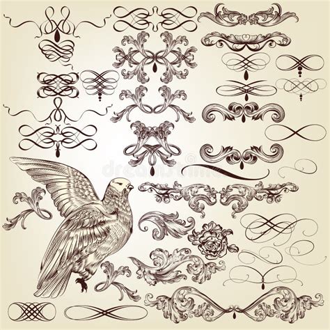 Colección De Elementos Y De Flourishes Caligráficos Del Diseño Del