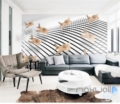 3d Cardboard Plane 5d Wall Paper Mural Art Print Decals Modern Decor I