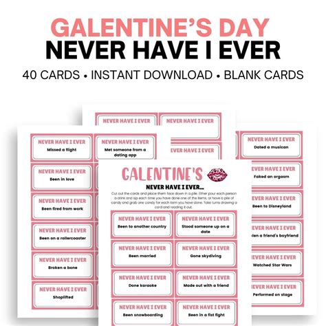 Galentines Day Never Have I Ever Party Game Printable Galentines Party