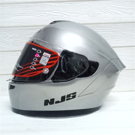 Jual HELM NJS ZX SOLID SILVER STEEL DOUBLE VISOR FULLFACE NJS ZX ZX ZX M Kota Tangerang