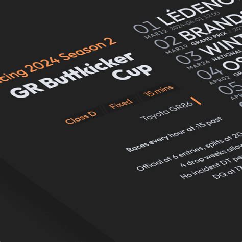 GR Buttkicker Cup IRacing Official Series Schedules IRacing