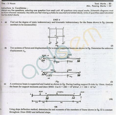 RTU Question Papers 5 Semester CE Theory Of Structure I AglaSem