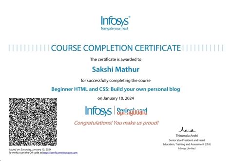 Html Css Certificationcompleted Infosysspringboard Sakshi Mathur