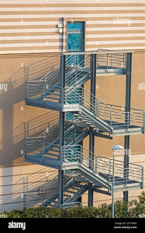 Emergency Exit External Steel Staircase Fire Escape At Condo Building