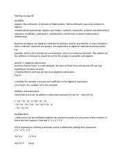 Understanding Algebra Introduction To Mathematical Course Hero