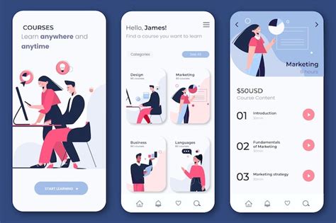 Free Vector Course App Interface Concept