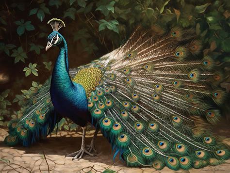The Spectacular Show Of The Peacock In Courtyard Stock Illustration