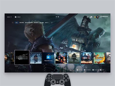 Playstation 5 User Interface Concept by Paweł Durczok for Netguru on