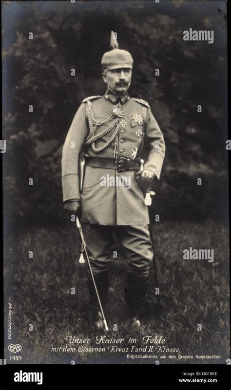 Ak Kaiser Wilhelm II von Preußen in Uniform Reitgerte Stock Photo