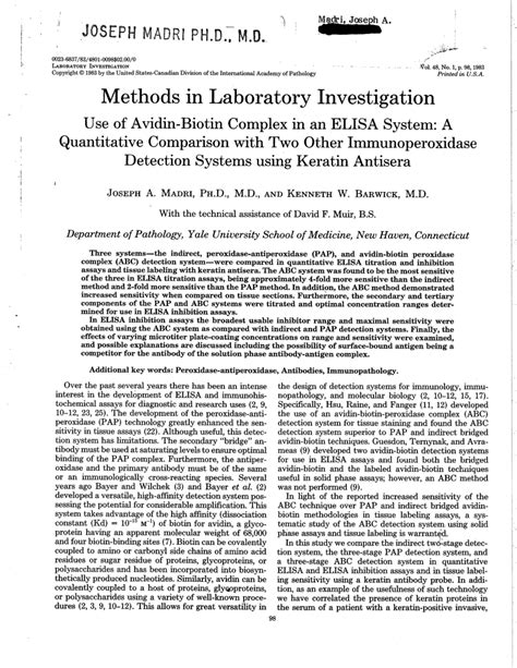 Pdf Methods In Laboratory Investigation Use Of Avidin Biotin Complex