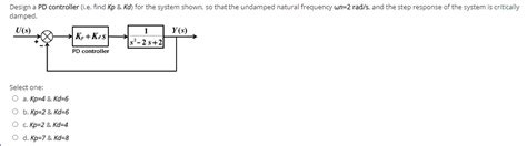 solved design a pd controller i e find kp and kd for the
