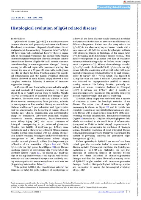 PDF Histological Evolution Of IgG4 Related Disease