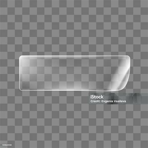 말린 모서리모의 투명한 접착 사각형 스티커 빈 접착제 투명 종이 또는 플라스틱 스티커 라벨에 말려 주름이 생기는 효과 3d 사실적 벡터 아이콘 3차원 형태에 대한 스톡 벡터