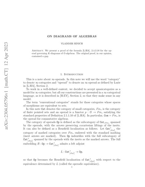 PDF On Diagrams Of Algebras