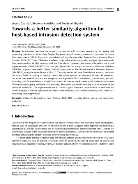 pdf towards a better similarity algorithm for host based intrusion