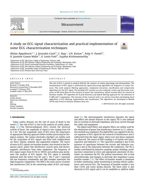 4 Appathurai2019 Ecg Characterization Techniques Pdf Wavelet Electrocardiography