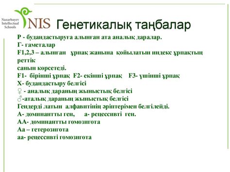 Негізгі генетикалық түсініктер символдар және терминология Online