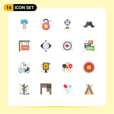 Pictogram Set Of 16 Simple Flat Colors Of Movember Moustache Financial Machine Fan Editable Pack