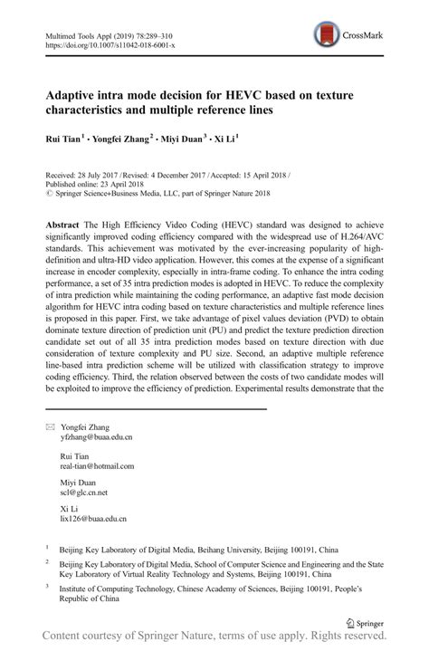 Adaptive Intra Mode Decision For Hevc Based On Texture Characteristics