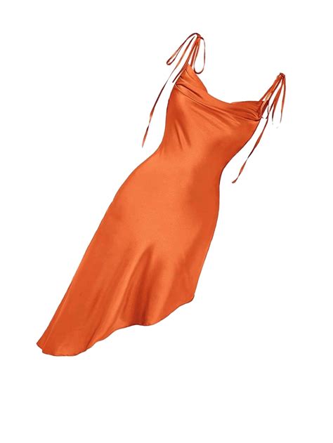 Elegant Plain Cami Spaghetti Strap Orange Women Dresses