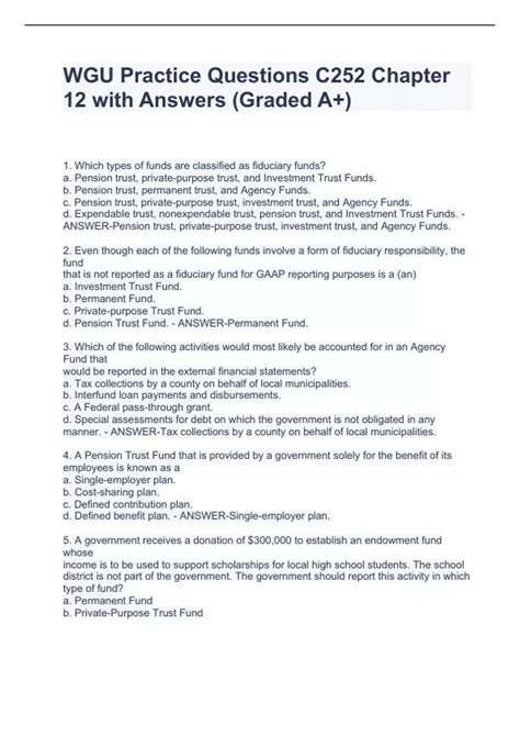 WGU Practice Questions C Chapter With Answers Graded A WGU C Stuvia US