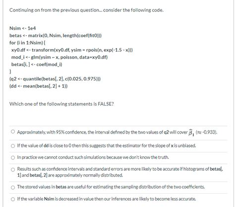 Solved Consider The Following Code Chunk Of R Chegg
